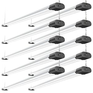 ensenior 10 pack linkable led utility shop light, 4 ft 4400lm, 36w equivalent 280w, 5000k daylight, 48 inch integrated fixture for garage&workbench, surface or hanging mount, black, etl certified