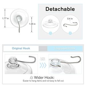 VIS'V Suction Cup Hooks, Upgraded Small Clear Suction Cups with Metal Hooks 1.77 Inches Removable Suction Cups for Window Glass Door Kitchen Bathroom Shower Wall - 12 Pcs