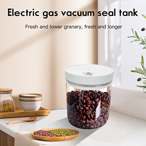 SNADER 0.7L Automatic Vacuum Canister for Coffee & Food Storage ，Electric Smart Coffee Storage Containers with Magnetic Charging & CO2-Release Valve, Glass Food Storage Containers with Lids