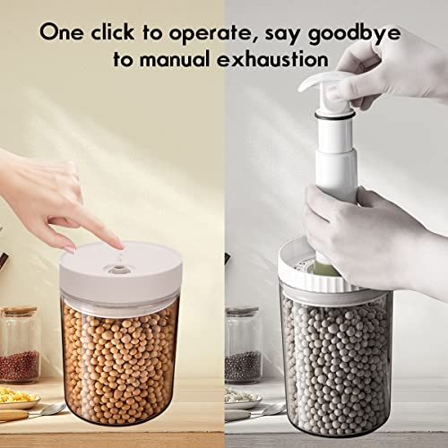 SNADER 0.7L Automatic Vacuum Canister for Coffee & Food Storage ，Electric Smart Coffee Storage Containers with Magnetic Charging & CO2-Release Valve, Glass Food Storage Containers with Lids