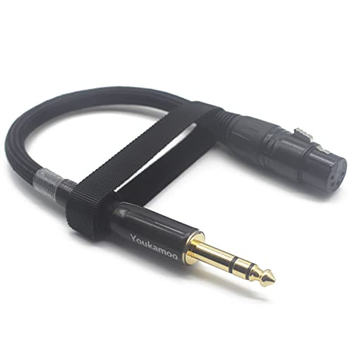 Youkamoo 6.35mm to 4 Pin XLR Female Balanced Silver Plated Audio Headphone Adapter Cable 6.35mm Male