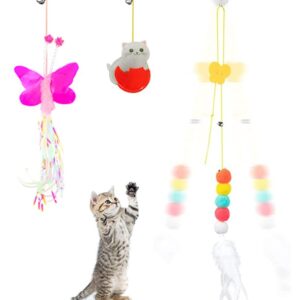 PETNEW Hanging Cat Toys for Indoor Cats,Kitten Toys 3Pack Retractable Cat Toy Rope,Hanging Door Bouncing Cat Toy ,Interactive Cat Toys for Exercise