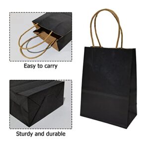 Szehap Mini Black Gift Bags, 50 Pack 4.2 x 2.7 x 5.7 Inch Small Black Paper Bags with Handles Kraft Paper Party Favor Bags