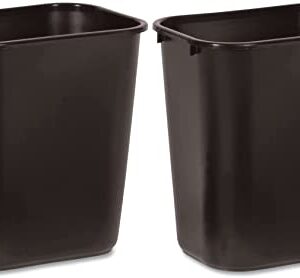 Rubbermaid Commercial 295600BK Deskside Plastic Wastebasket, Rectangular, 7 gal, Black (2)