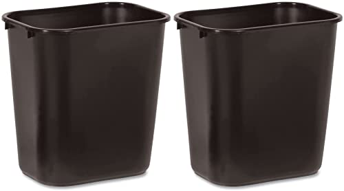 Rubbermaid Commercial 295600BK Deskside Plastic Wastebasket, Rectangular, 7 gal, Black (2)