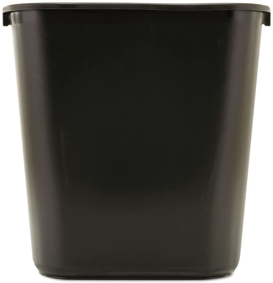 Rubbermaid Commercial 295600BK Deskside Plastic Wastebasket, Rectangular, 7 gal, Black (2)