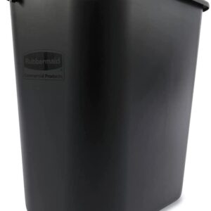 Rubbermaid Commercial 295600BK Deskside Plastic Wastebasket, Rectangular, 7 gal, Black (2)