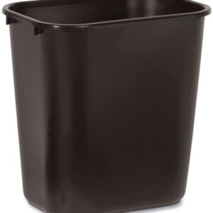 Rubbermaid Commercial 295600BK Deskside Plastic Wastebasket, Rectangular, 7 gal, Black (2)