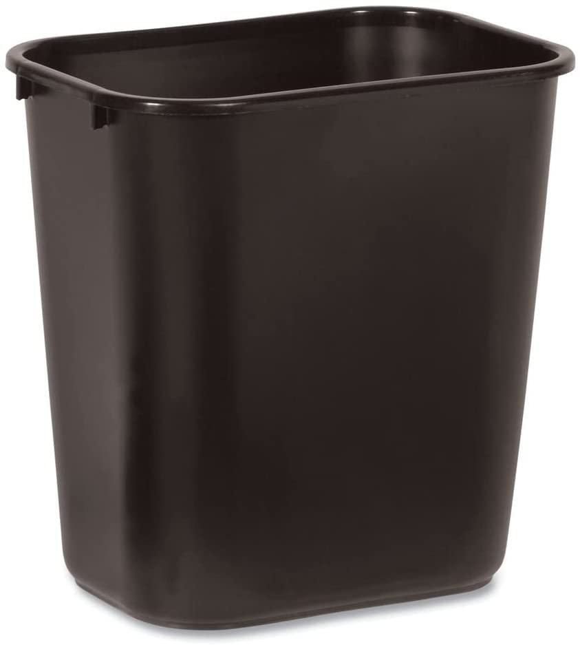 Rubbermaid Commercial 295600BK Deskside Plastic Wastebasket, Rectangular, 7 gal, Black (2)