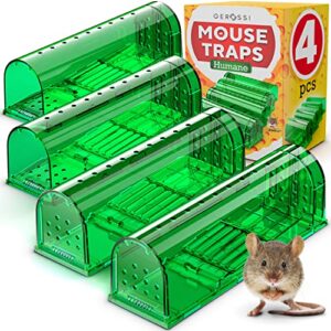 humane catch and release mouse traps pack of 4 - perfect for house, indoor & outdoor - easy set durable mice traps, safe for children, pets & humans - instantly remove unwanted rodents from your home