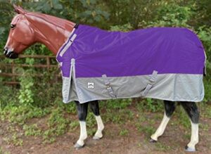 rugged ride 1200 denier waterproof adjustable neck turnout blanket - with grey skirt -200 gram fill