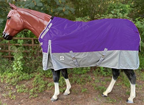 Rugged Ride 1200 Denier Waterproof Adjustable Neck Turnout Blanket - with Grey Skirt -200 Gram Fill