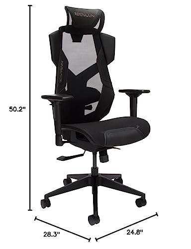 RESPAWN FLEXX Gaming Chair Mesh Ergonomic High Back PC Computer Desk Office Chair - Adjustable Lumbar Support, Seat-Slide, 115 Degree Syncro-Tilt Recline, 2D Armrests & Headrest, 300lb Max - Black