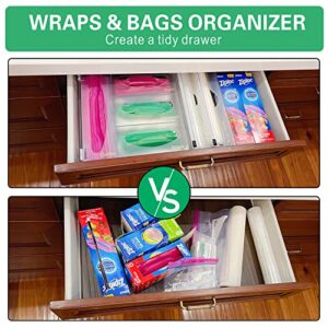 TOP4EVER Ziplock Bag Storage Organizer for Kitchen Drawer, Acrylic Storage Bag Container , Compatible with Gallon, Quart, Sandwich and Snack Bag (Slider and Ziplock Bags)