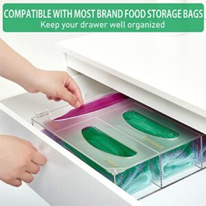 TOP4EVER Ziplock Bag Storage Organizer for Kitchen Drawer, Acrylic Storage Bag Container , Compatible with Gallon, Quart, Sandwich and Snack Bag (Slider and Ziplock Bags)