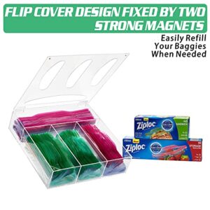 TOP4EVER Ziplock Bag Storage Organizer for Kitchen Drawer, Acrylic Storage Bag Container , Compatible with Gallon, Quart, Sandwich and Snack Bag (Slider and Ziplock Bags)