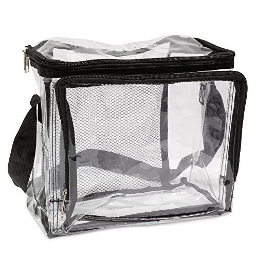 Clear Tote Bag Stadium Approved - Clear Sling Bag, Transparent See Through Small Purse for Men and Women, Beach Bag, Concert, Festival Necessities, Sports Stadium Bag, Work Shoulder Pack - 9x8x6