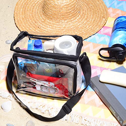 Clear Tote Bag Stadium Approved - Clear Sling Bag, Transparent See Through Small Purse for Men and Women, Beach Bag, Concert, Festival Necessities, Sports Stadium Bag, Work Shoulder Pack - 9x8x6