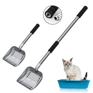 acalu cat litter scoop,metal long handle kitty litter scooper,heavy duty cats pooper for litter box pet poop shovel 32inch