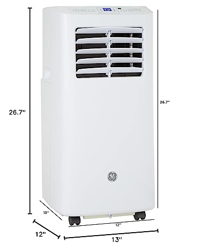 GE 5,100 BTU Portable Air Conditioner for Small Rooms up to 150 sq ft., 3-in-1 with Dehumidify, Fan and Auto Evaporation, Included Window Installation Kit,White