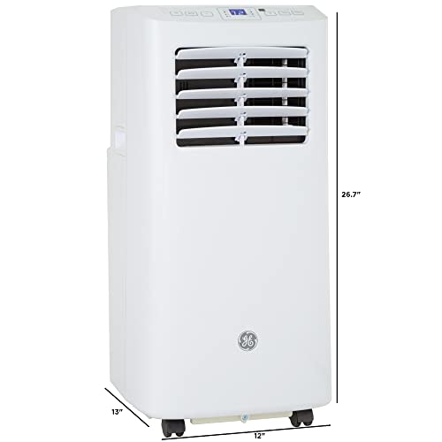 GE 5,100 BTU Portable Air Conditioner for Small Rooms up to 150 sq ft., 3-in-1 with Dehumidify, Fan and Auto Evaporation, Included Window Installation Kit,White