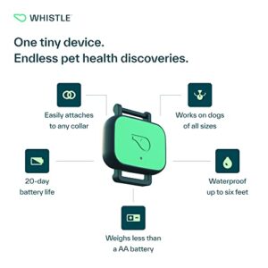 Whistle Health Smart Device | Dog Health and Fitness Tracker | Track Scratching, Licking, Drinking, Eating, Sleeping, and Activity, Green