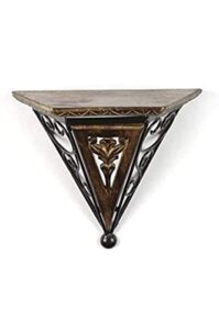 zifron wood store wall mounted wooden & wrought iron wall bracket/home decor beautiful triangle shape design wall shelf (11 x 5 x 10.2 in,black, set of 1)