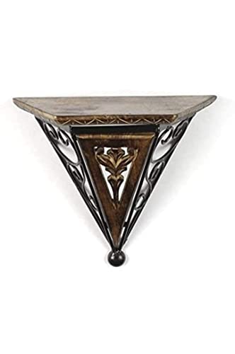 Zifron Wood Store Wall Mounted Wooden & Wrought Iron Wall Bracket/Home Decor Beautiful Triangle Shape Design Wall Shelf (11 X 5 X 10.2 in,Black, Set of 1)