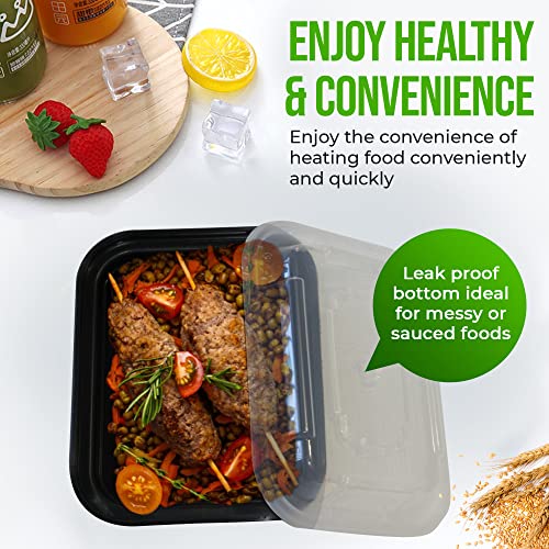 Fonteme Single Compartment Meal Prep - 25 Pack - Small - 12oz - Container with Airtight Lid – Freezer, Microwave & Dishwasher Safe – Stackable – BPA Free Plastic – Meal Prep Storage Container (Black)