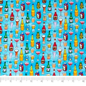 stitch & sparkle fabrics, 100% cotton, foodie trip, have a good drink, cut by the yard, 44 inches