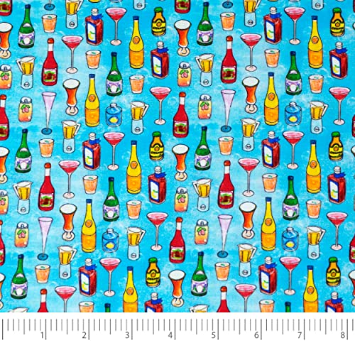 Stitch & Sparkle Fabrics, 100% Cotton, Foodie Trip, Have a Good Drink, Cut by The Yard, 44 Inches