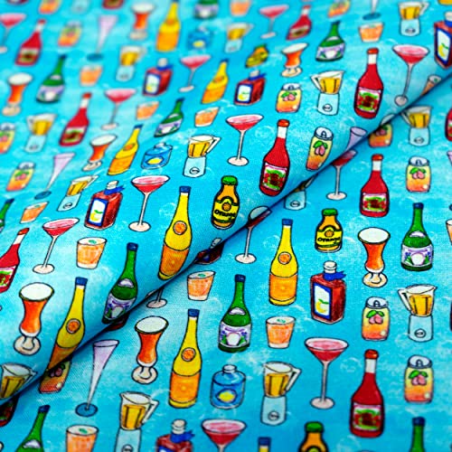 Stitch & Sparkle Fabrics, 100% Cotton, Foodie Trip, Have a Good Drink, Cut by The Yard, 44 Inches