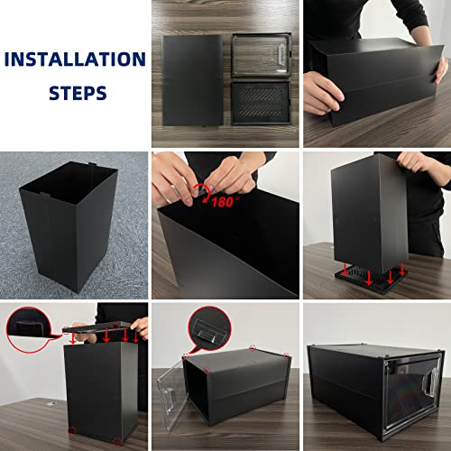 X-Large Shoe Storage Boxes, 8 Pack Black Shoe Box Clear Plastic Stackable, Foldable Plastic Shoe Boxes with Lids, Sneaker Storage for Sneakerheads, Shoe Holder Shoe Organizer Shoe Rack Shoe Bin, Fit for Men/Women US Size 13 (Black)