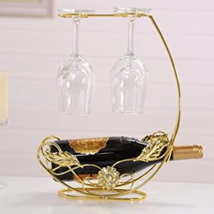 Hongiuia Wine Glass Rack - Metal Wine Bottle rRack Standing Display Rack, Desktop Stemware Storage Rack - Glod