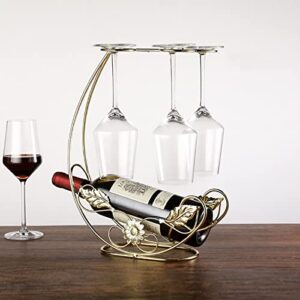 Hongiuia Wine Glass Rack - Metal Wine Bottle rRack Standing Display Rack, Desktop Stemware Storage Rack - Glod