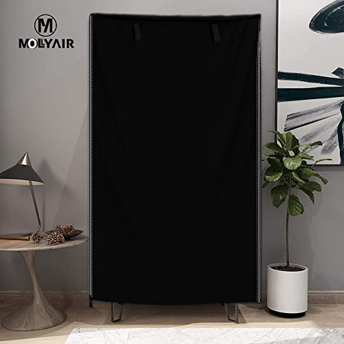 MOLLYAIR Shelf Cover - Black Oxford Cloth Fabric with Waterproof and Water-Resistant Coating,36x18x54 inch