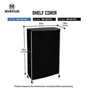 MOLLYAIR Shelf Cover - Black Oxford Cloth Fabric with Waterproof and Water-Resistant Coating,36x18x54 inch