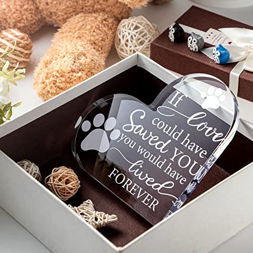 Pet Memorial Gift Pet Keepsake Gift Sympathy Gift for Loss Remembrance Gifts Cat Memorial Gifts Bereavement Crystal Acrylic Heart Decor Crystal Acrylic Heart Condolence Gifts for Loss of Loved One