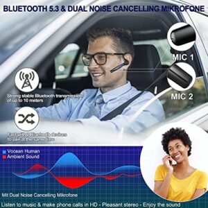 Bluetooth Headset with Microphone,48Hrs V5.3 Handsfree Wireless Headset Bluetooth Earpiece for Cell Phone/Business/Office/Driving/Trucker Driver,Bluetooth Headphones Earbuds for iPhone Android Samsung