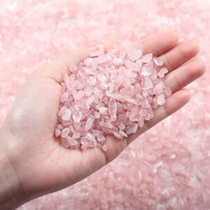 LAIDANLA Rose Quartz Crushed Stone Crystal Chips Bulk Natural Gemstones Healing Reiki Crystals Mini Quartz Vase Filler Aquarium Gravel 100g