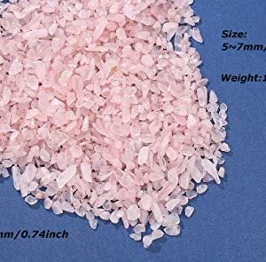 LAIDANLA Rose Quartz Crushed Stone Crystal Chips Bulk Natural Gemstones Healing Reiki Crystals Mini Quartz Vase Filler Aquarium Gravel 100g