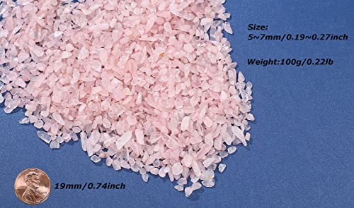 LAIDANLA Rose Quartz Crushed Stone Crystal Chips Bulk Natural Gemstones Healing Reiki Crystals Mini Quartz Vase Filler Aquarium Gravel 100g