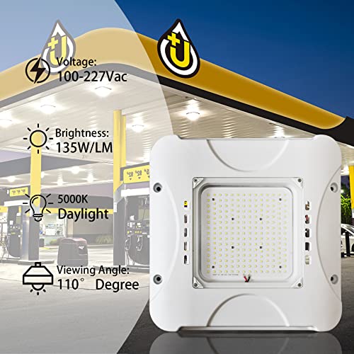 Fengll 150W LED Canopy Lights Outdoor - Ultra Efficient Recessed Surface Mount Gas Station Light - High Bay Carport or Parking Garage Lamp 20250lm 5000k DLC Approved