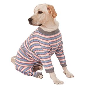 recovery suit surgical cloths for large dogs, cone alternative neuter skin diseases bodysuit, dog pajamas shirt, abdominal wound prevent licking dog onesies(6xl, pink stripe)