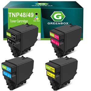 greenbox compatible tnp49 tnp48 toner cartridge replacement for konica tnp49 tnp48 a95w430 a95w330 a95w230 a95w130 for konica minolta bizhub c3351 c3851fs c3350 c3850 c3850fs printer (4-pack, kcmy)