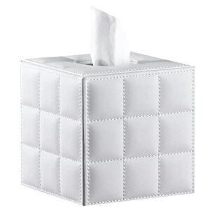 bibelun tissue box cover, pu leather square tissue box holder,napkin dispenser,decorative storage box/organizer for bathroom vanity countertop, nightstand, coffee table, home,office desk & car