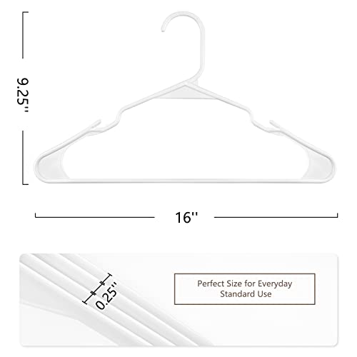 MecTo Hangers 20 Pack, White Notched Coat Hanger Space Saving Plastic Hangers Tubular Heavy Duty Clothes Hangers for Everyday Standard Use on Suits Coats Pants Dress Shirts (White, 20 Pack)