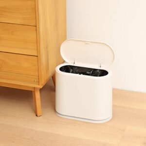 KLGO 8 Liter Slim Plastic Trash Can with Lid,2.42Gallon Double Barrel Waste Basket,Rectangular Garbage Container Bin for Bathroom,Bedroom,Kitchen and Office,White