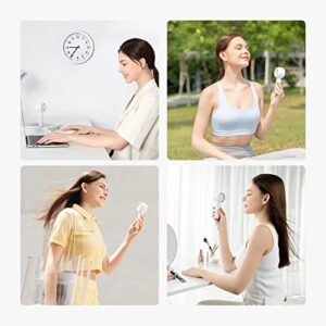 JISULIFE Mini Handheld Fan, Unique Design Portable Fan, Personal Hand Fan USB Rechargeable with Powerful Trubo Wind,6000mAh Battery Operated Small Pocket Fan for Eyelash/Makeup/Kids/Women-White