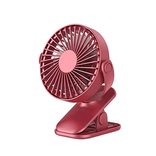 JKYYDS Fan - USB Rechargeable Desk Fan Clip-on Mini Desk Fan 360 Degree Rotation Adjustable Clip-on Fan Student Dormitory (Color : Red Fan)